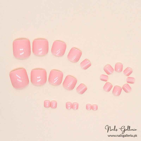 Soft Pink Square Toe Press-On Nails (24 Pcs) - Free Nail Kit Included ...